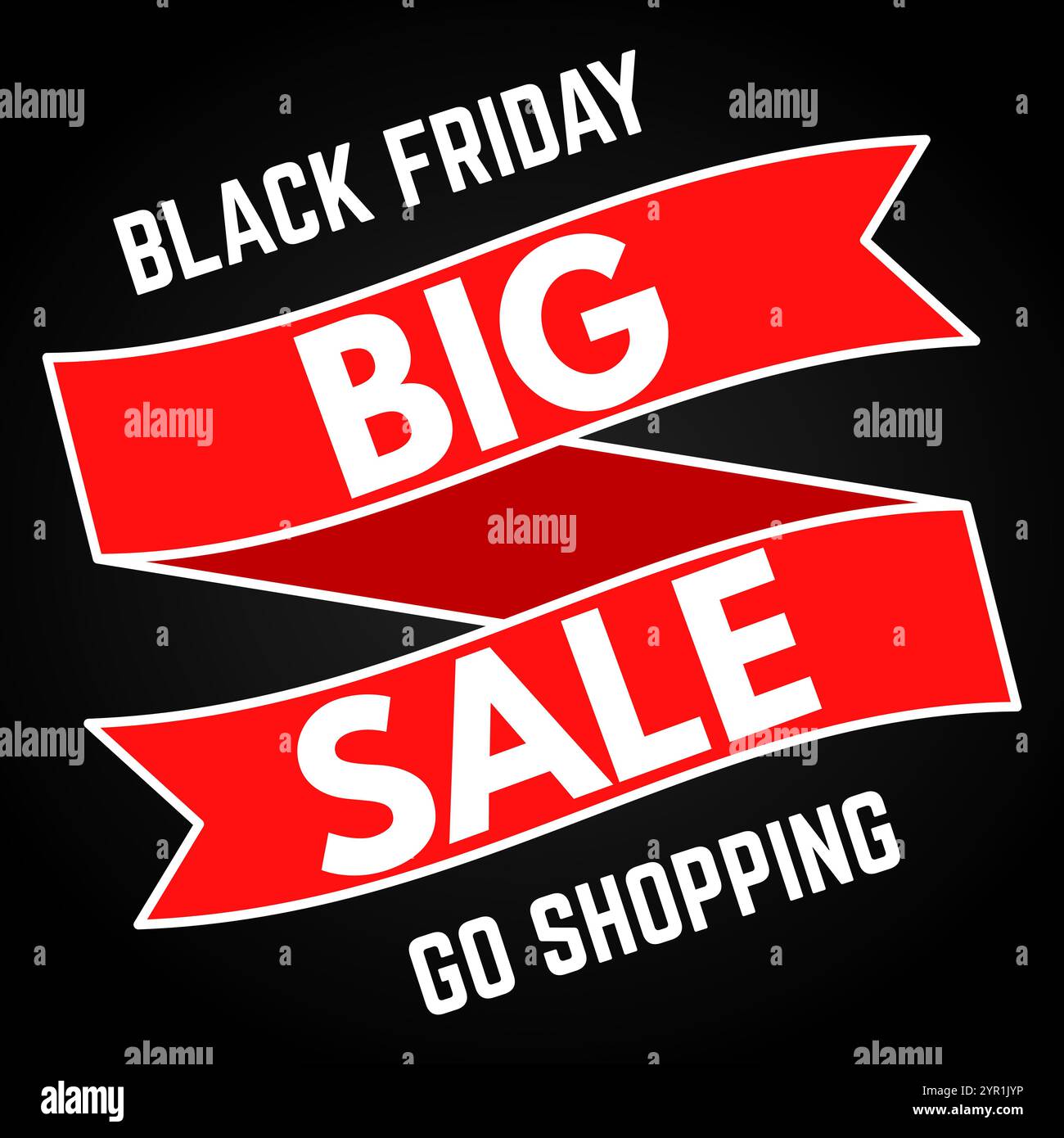 Black Friday Sale. Red ribbon on a black background. Vector ...