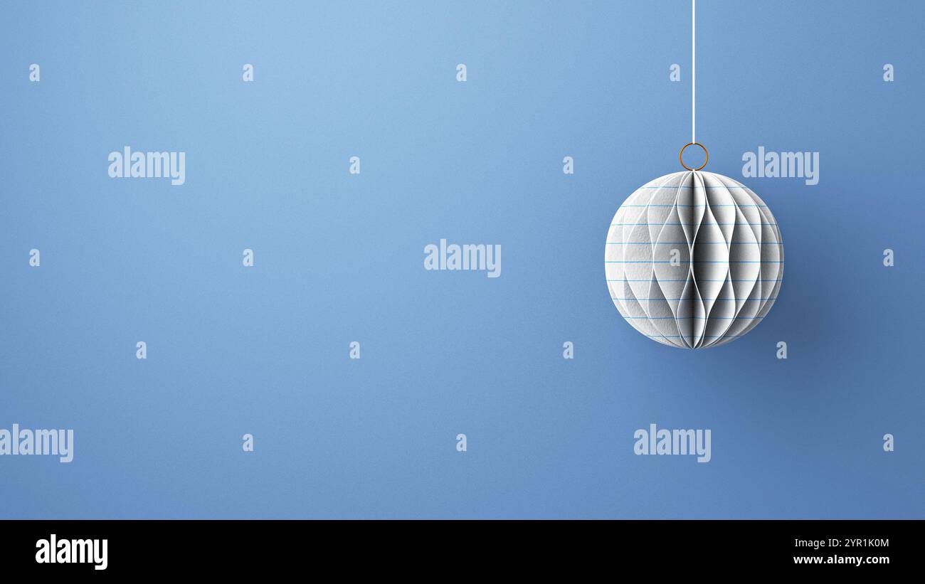 3D render of a rainbow colored Christmas paper ball, Merry Christmas ...