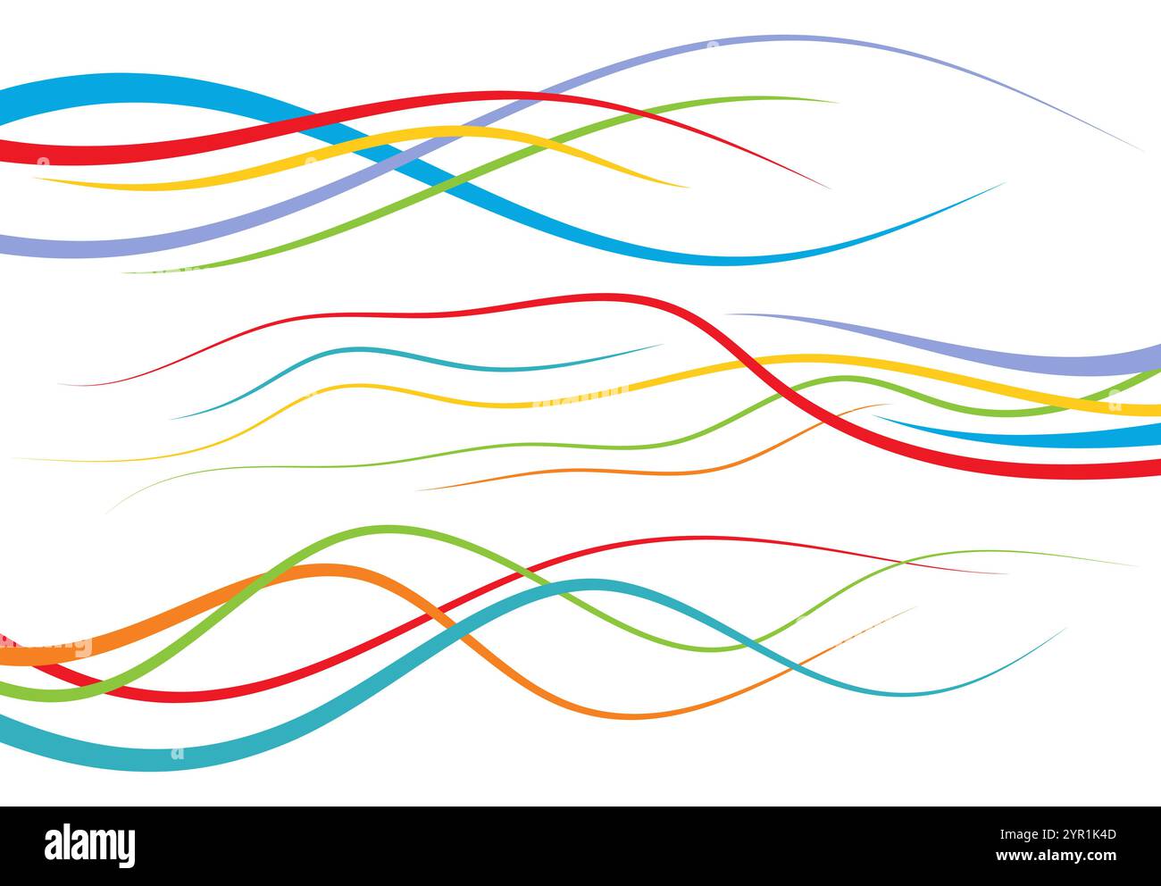 Set of abstract color curved lines. Wave design element. Vector ...