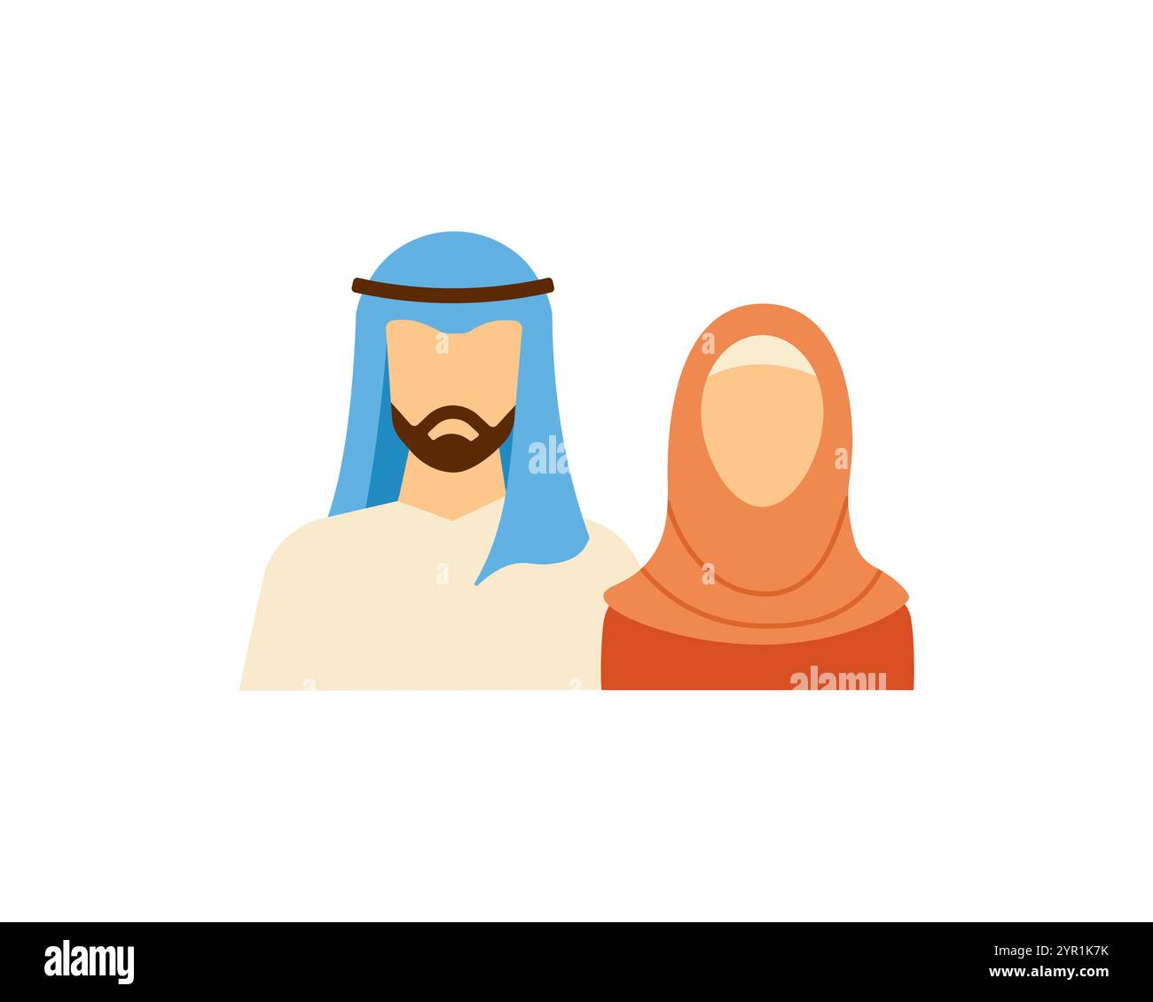 Bright Muslim couple icon symbolizing faith and culture Stock Vector ...