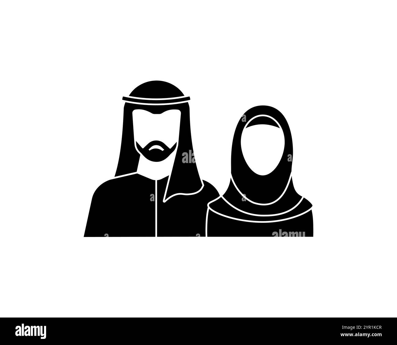Minimalistic Muslim couple icon symbolizing tradition and community ...