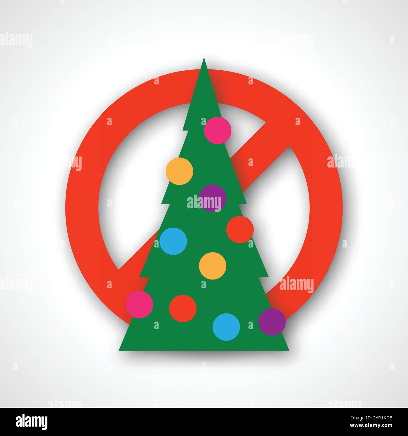 No Christmas tree. Red prohibition sign with Christmas tree. Vector ...