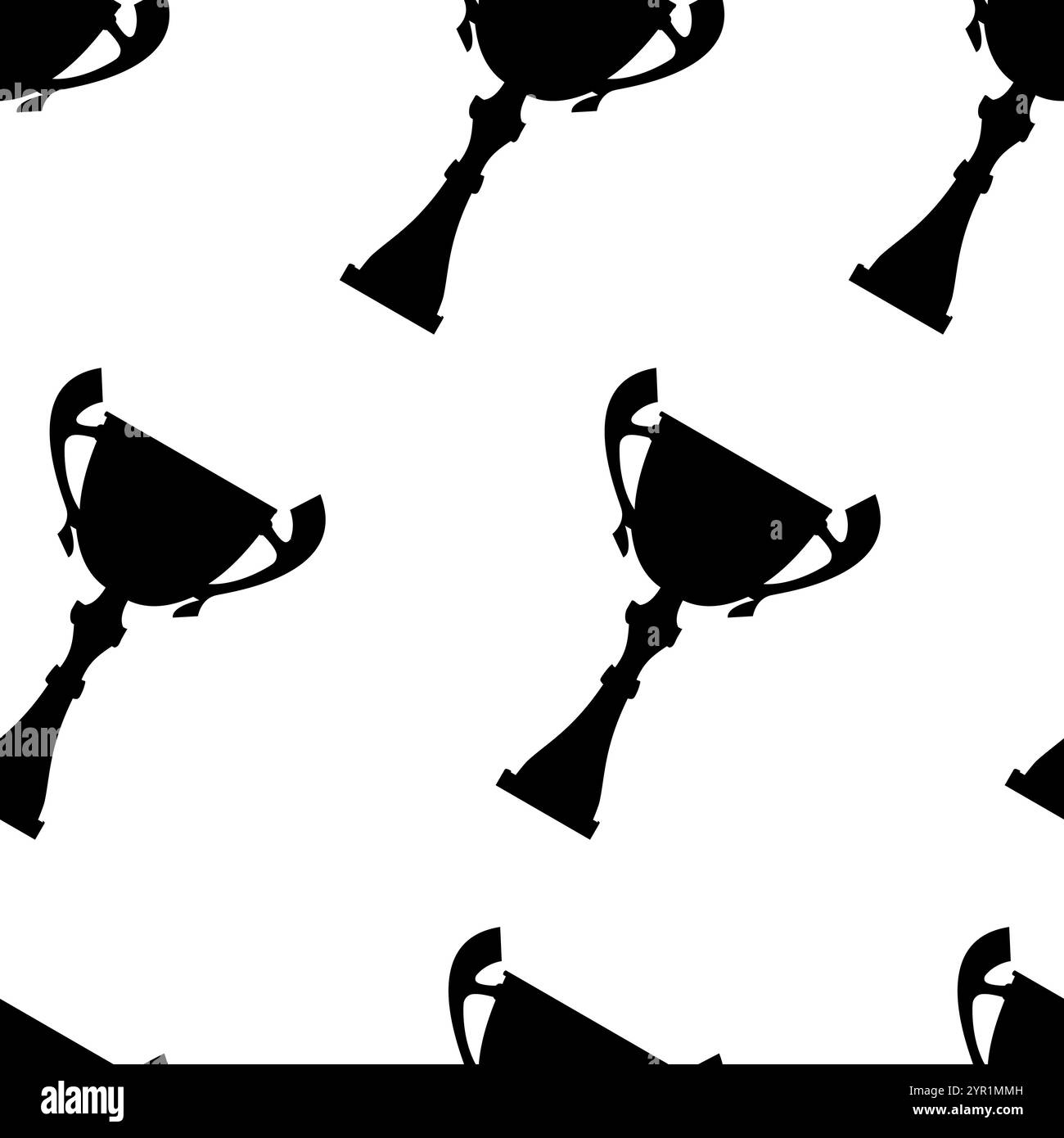 Winner trophy cup seamless pattern. Black simple silhouette texture ...