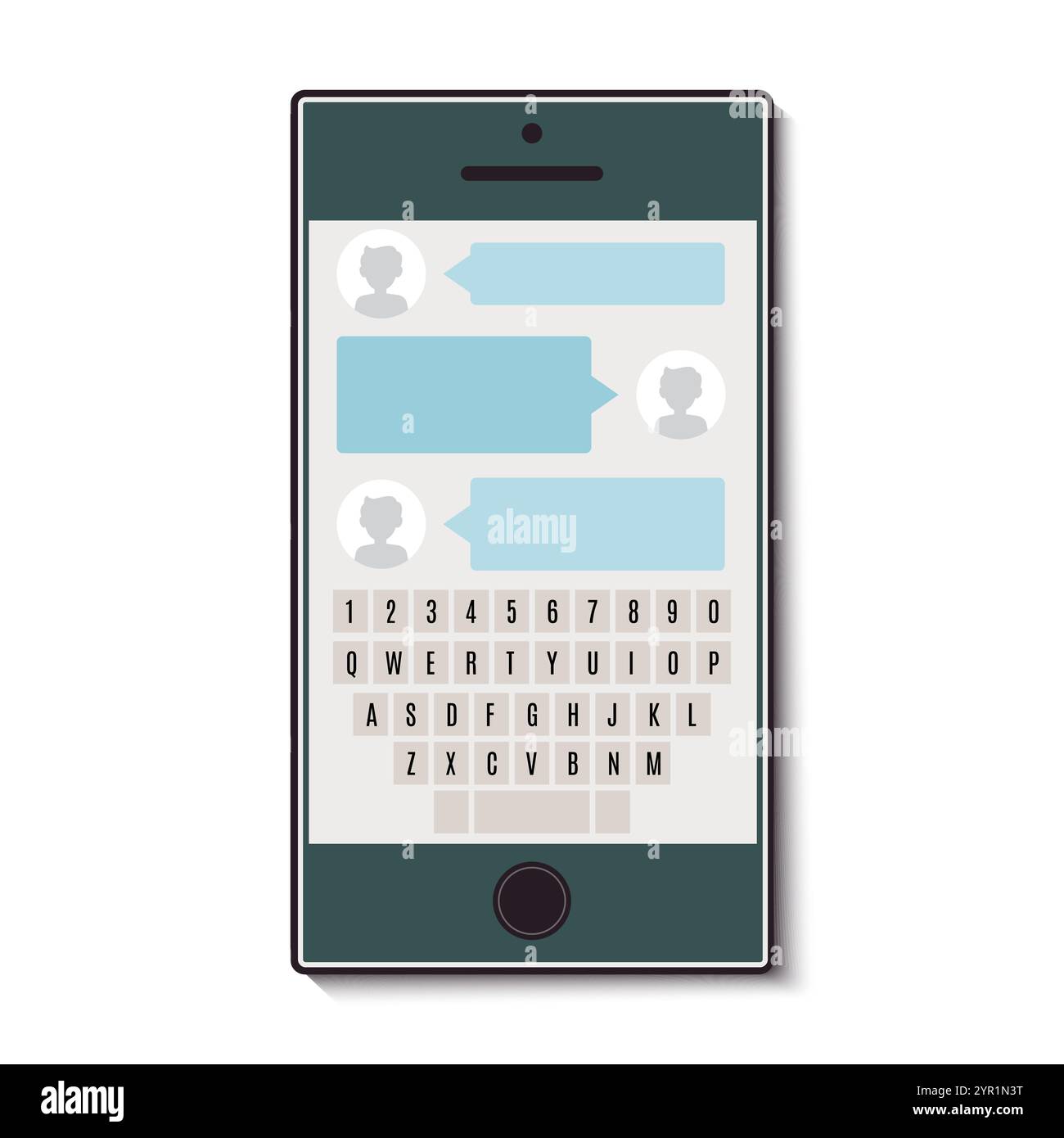 Mobile phone with chat and keyboard. Vector illustration Stock Vector ...