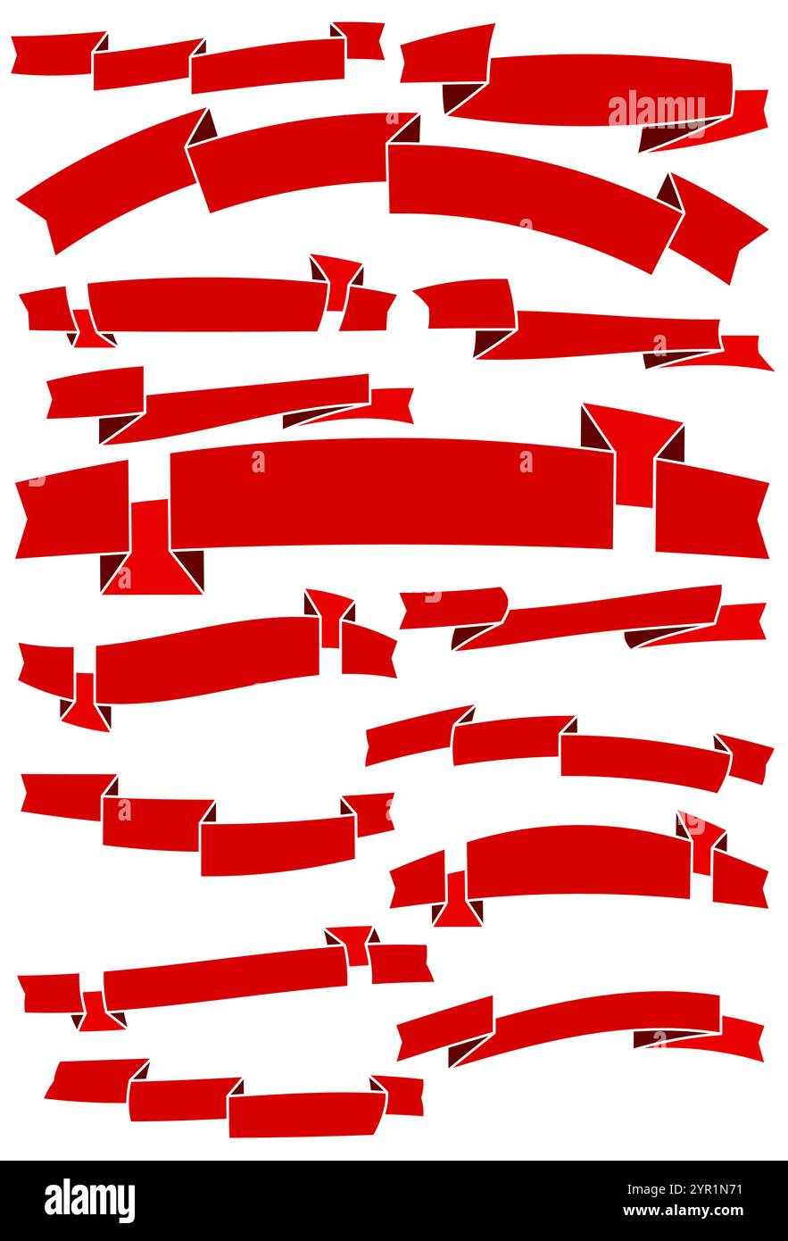 Set of fifteen red cartoon ribbons and banners for web design. Great ...
