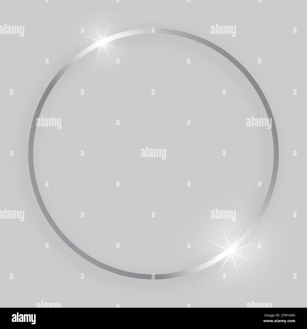 Shiny frame with glowing effects. Silver round frame with shadow on ...
