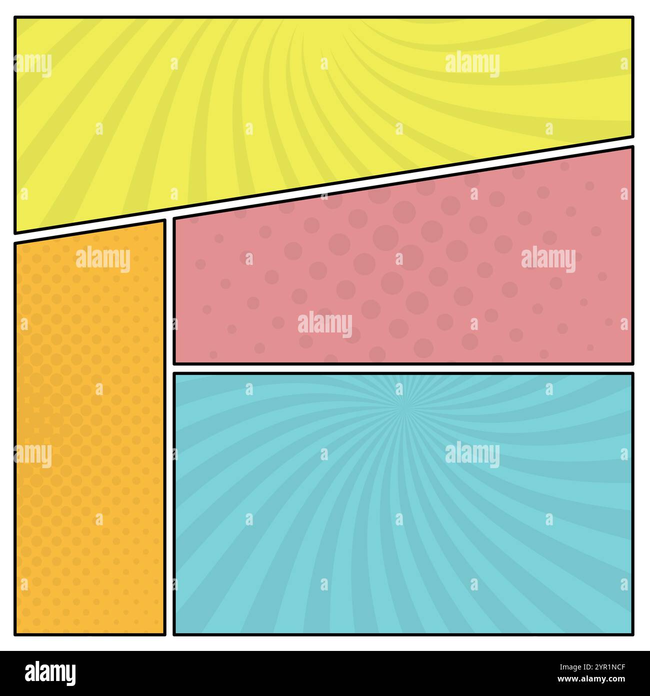 Colorful comic book page background in pop art style. Empty template ...