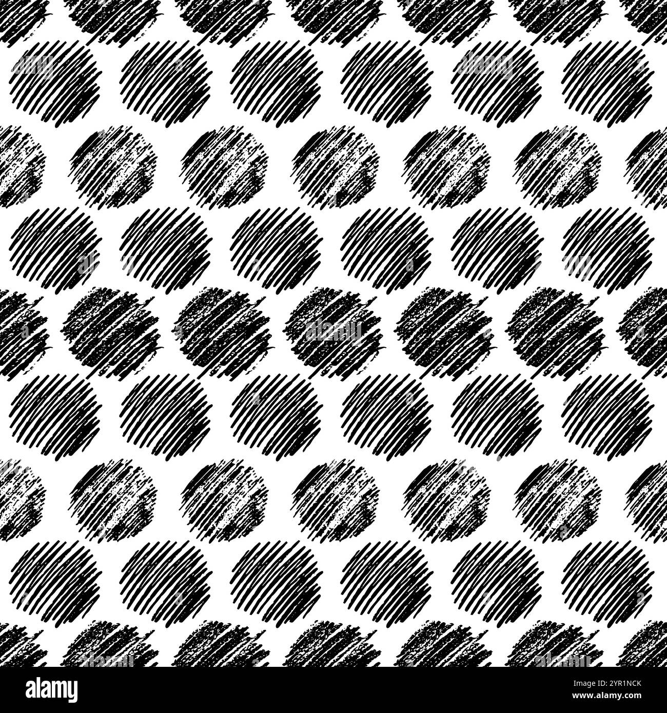 Seamless pattern with hand drawn black circle scribble smear. Abstract grunge texture. Vector ...