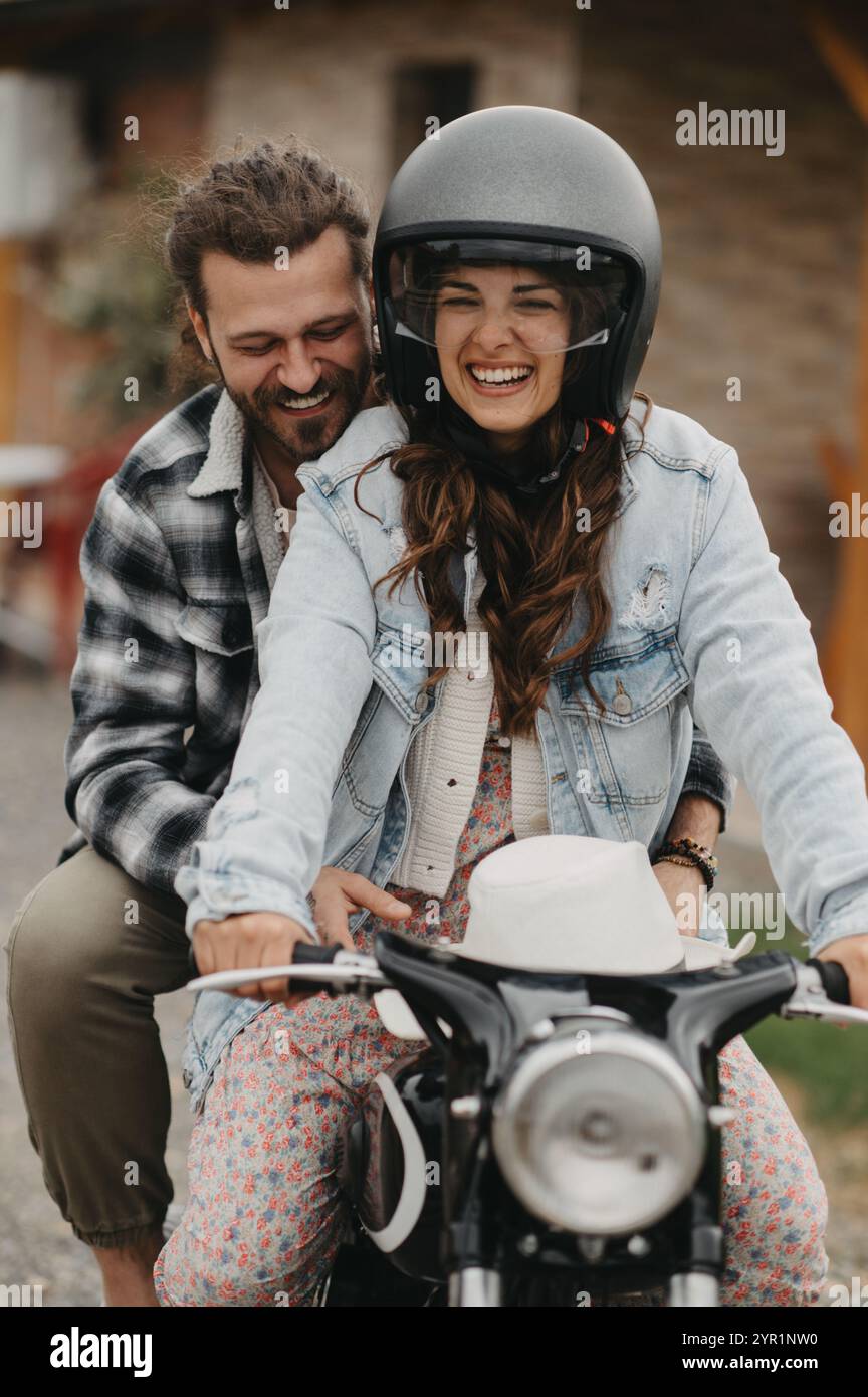 Hugging on motorcycle hi-res stock photography and images - Alamy