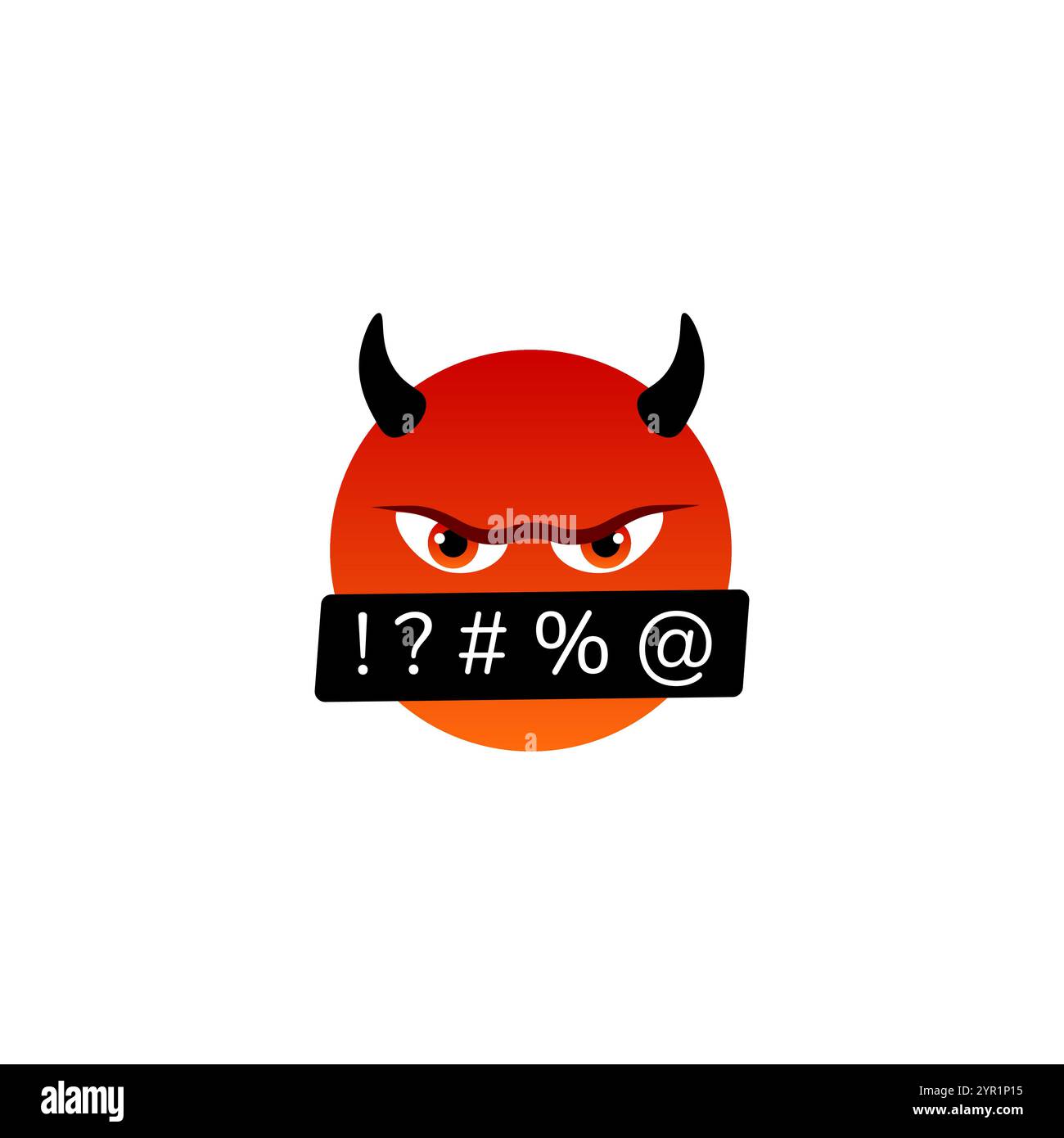 Mad red emoji with flames, anger, and censored expression for chat ...