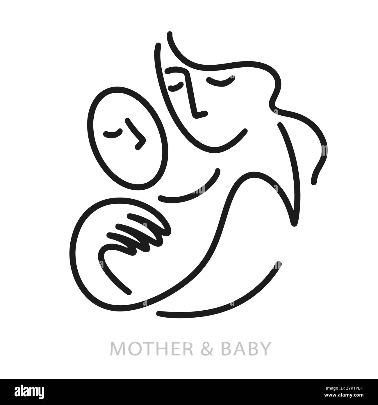 Mother and Baby One Line Art Drawing Breastfeeding Stock Vector Image ...