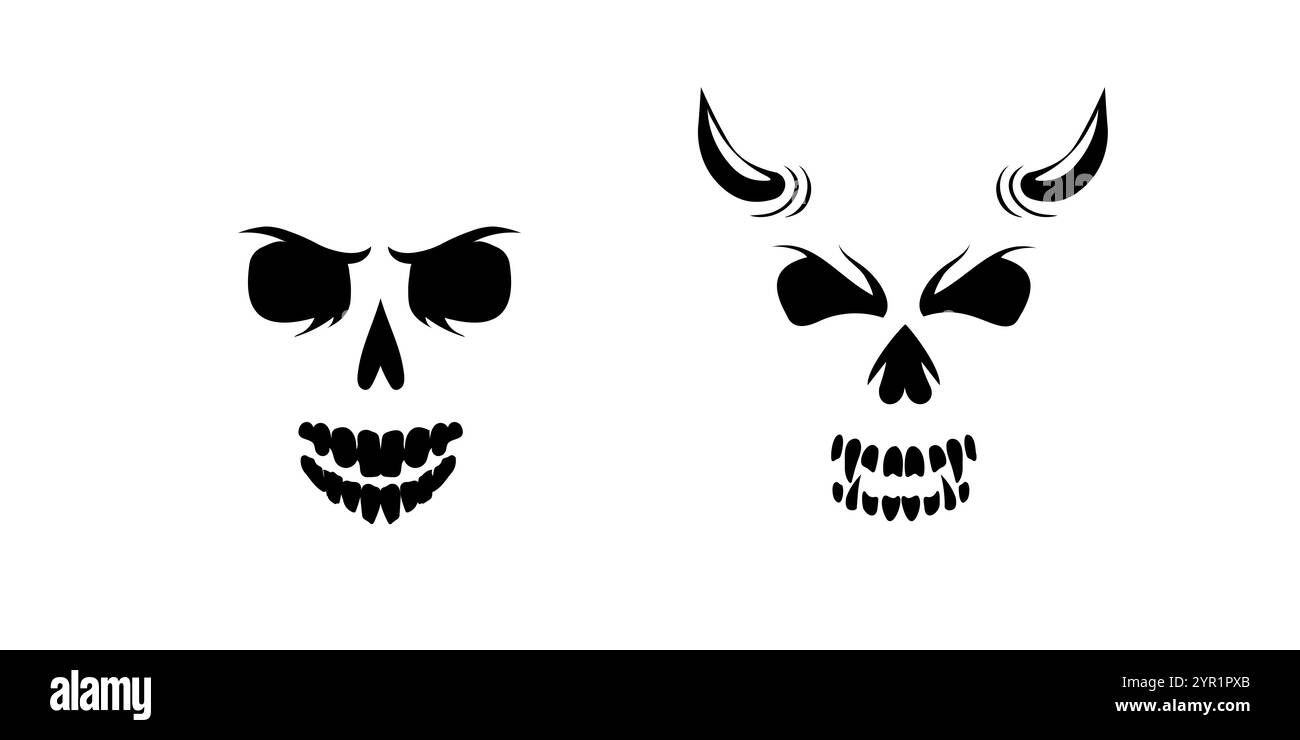 Pirate skull with devil horns and Gothic grunge style for spooky themes ...