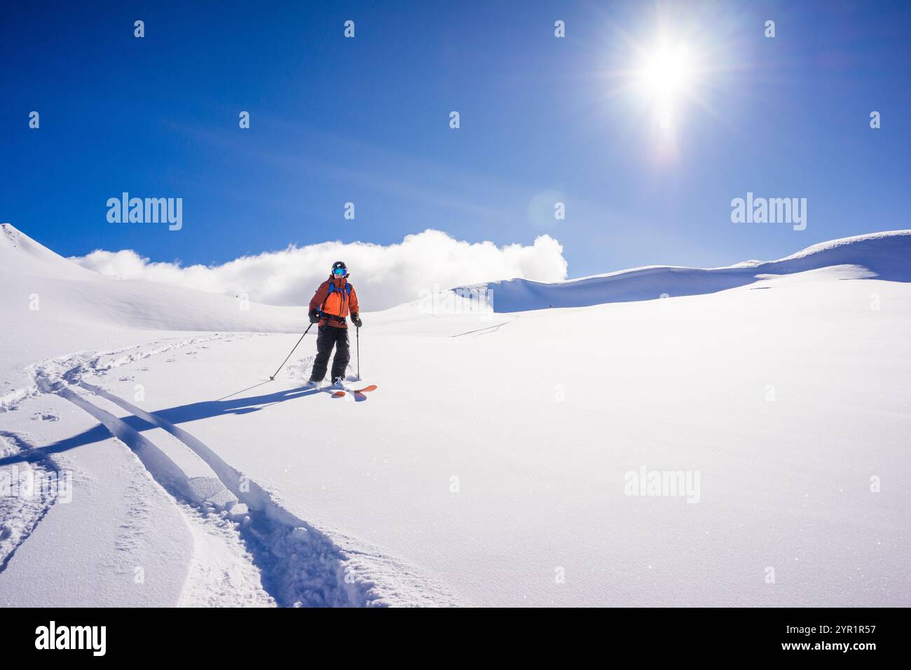 Skiing open terrain in Whistler backcountry, Spearhead Traverse Stock Photo - Alamy