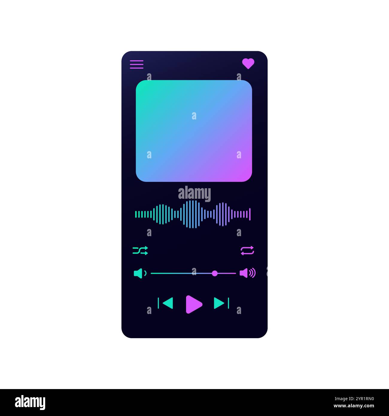 Dark music player UI with gradient controls for audio Stock Vector ...