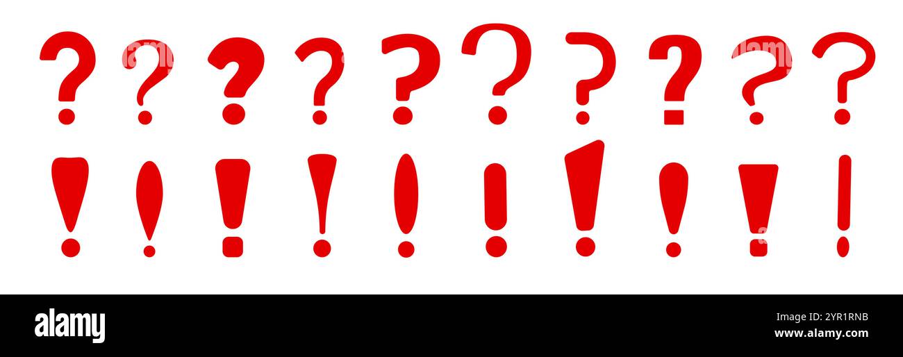 Red exclamation and question marks for urgent messages and alerts Stock ...