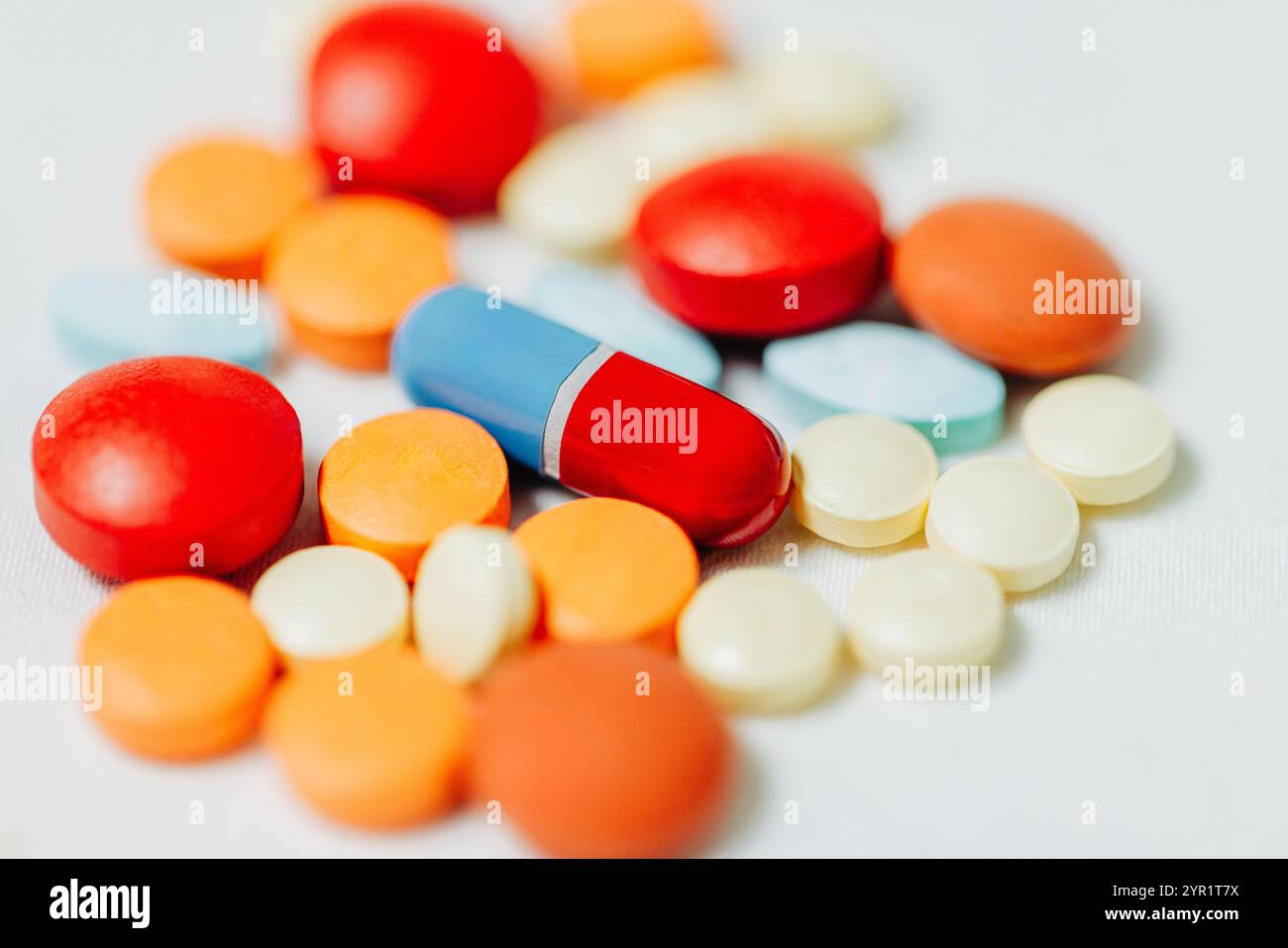 Close up photo of colorful medication tablets and capsules Stock Photo ...