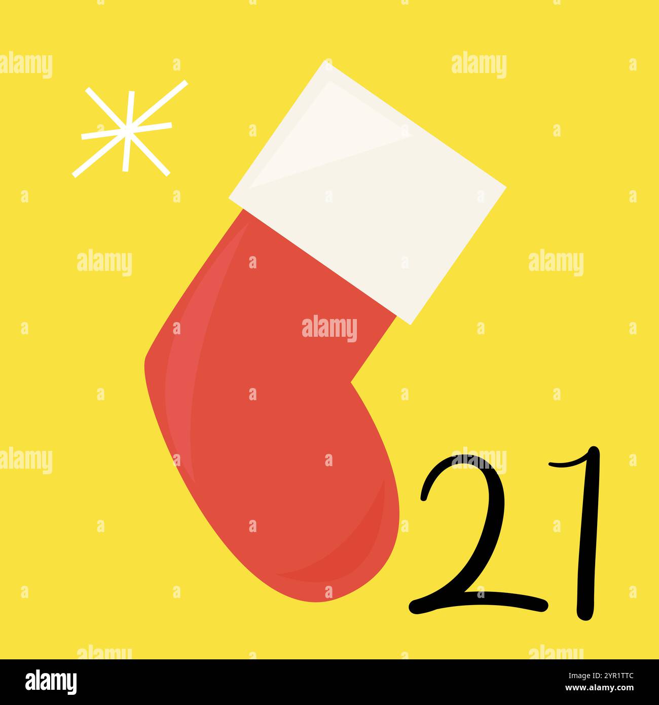 Christmas advent calendar with red sock. 21st of december day. Vector ... Christmas advent calendar with red sock. 21st of december day. Vector ...