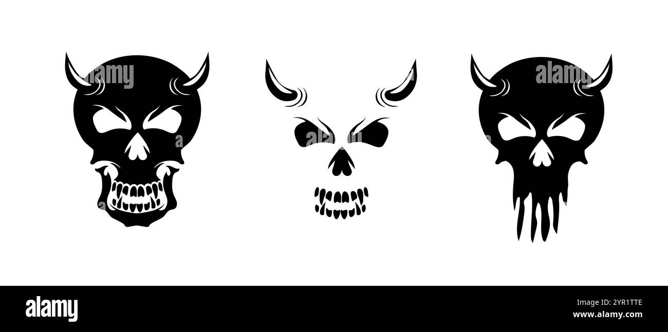 Happy scary skull with ink brush strokes for spooky Halloween designs ...