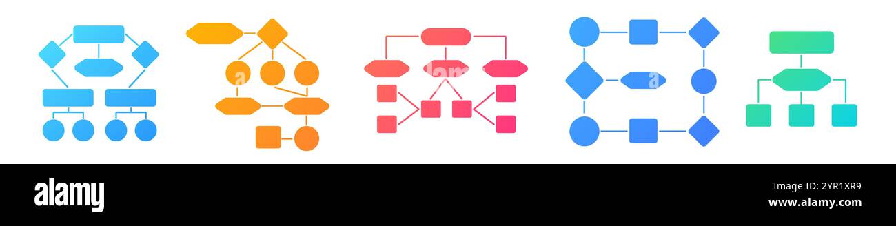 Colorful flowchart for data links and team organization Stock Vector ...