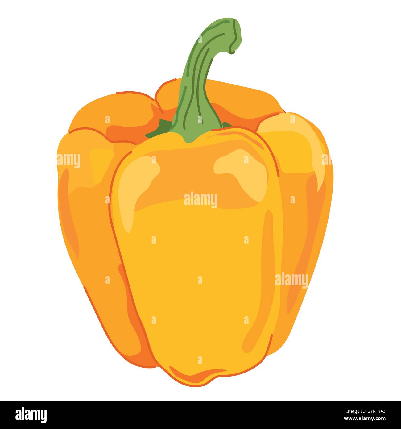 Cartoon paprika. Vector illustration of whole bell pepper. Sweet orange ...