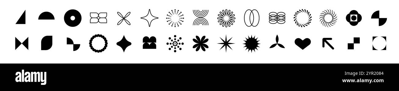 Figures in brutalist style with stars spirals and geometric forms Stock ...