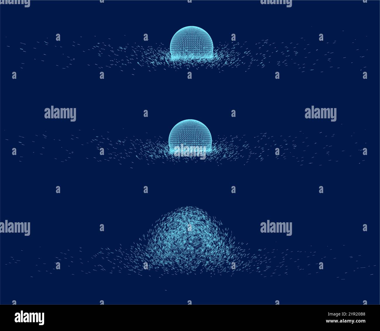 Abstract globe particles sphere with explosion effect. 3d technology ...