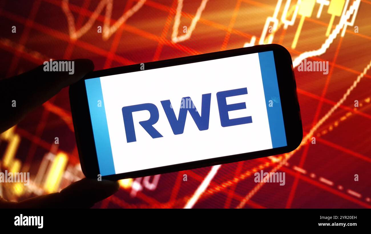 Konskie, Poland - December 01, 2024: RWE company logo displayed on ...