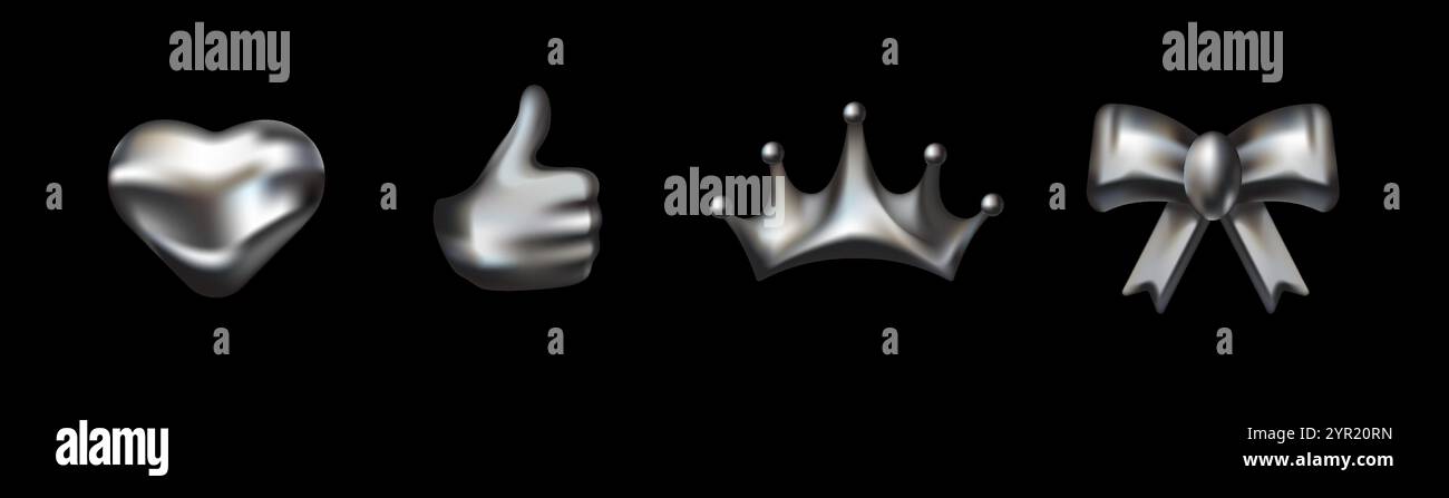 Chrome 3D shapes with stars and galaxy inspired designs Stock Vector ...