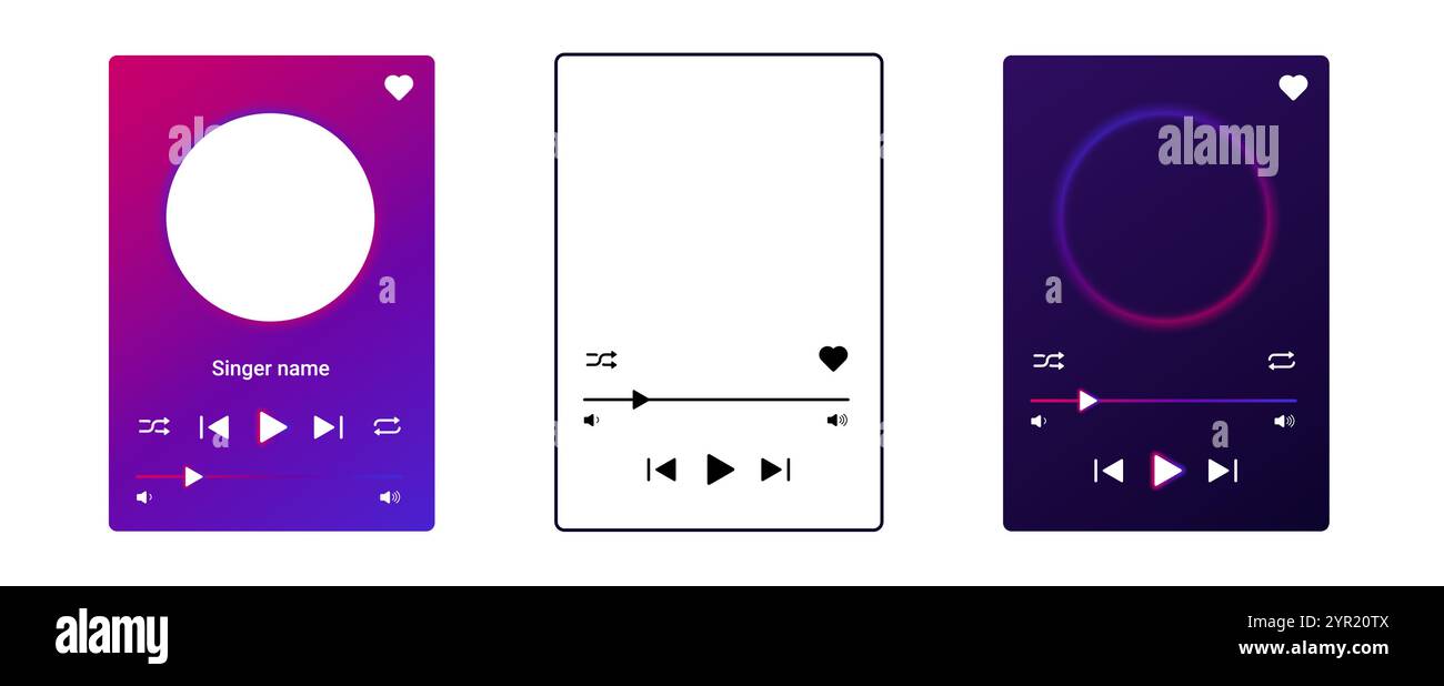 Colorful audio player UI for playlist and playback control Stock Vector ...