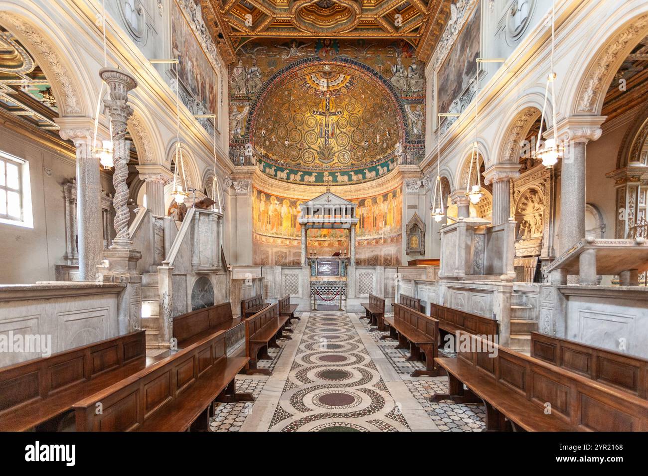 Rome, Italy, July 22 2017, The San Clemente Basilica features stunning ...