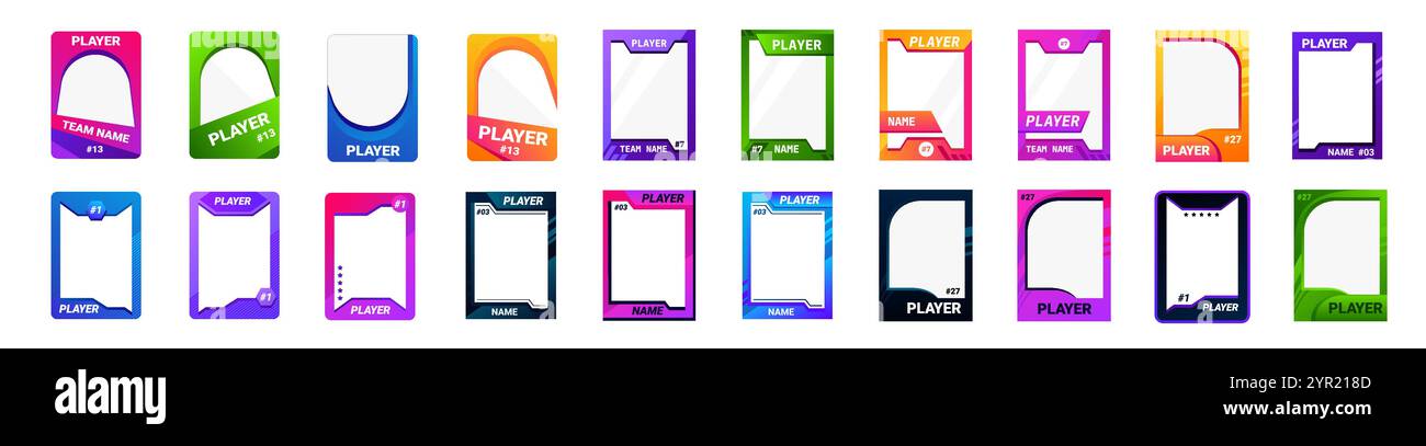 Customizable player card with team info and colorful design Stock ...