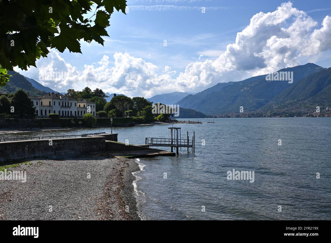Scenic View of Lake Como Promenade with Mountains and Trees Stock Photo ...