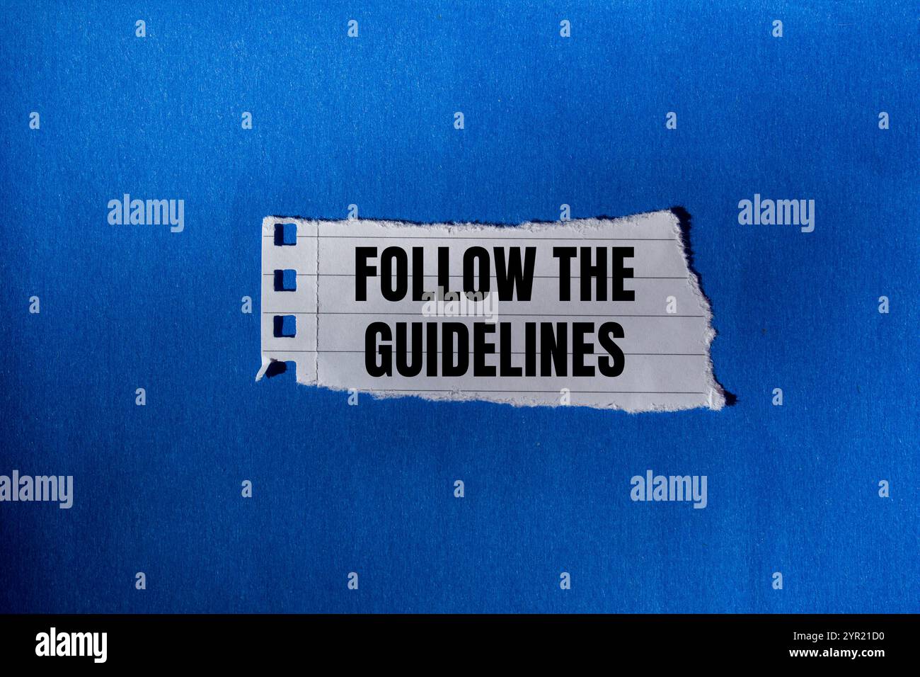 Follow the guidelines message written on ripped torn paper piece with ...