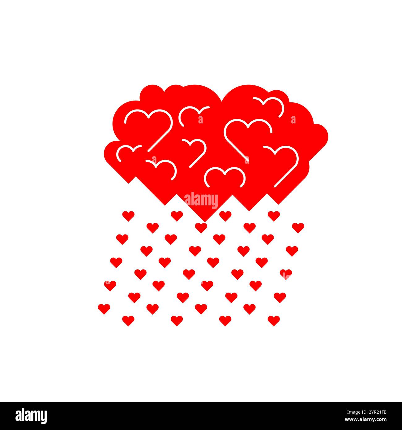 Love cloud. Rain of hearts. Symbol of the concept of kindness and ...