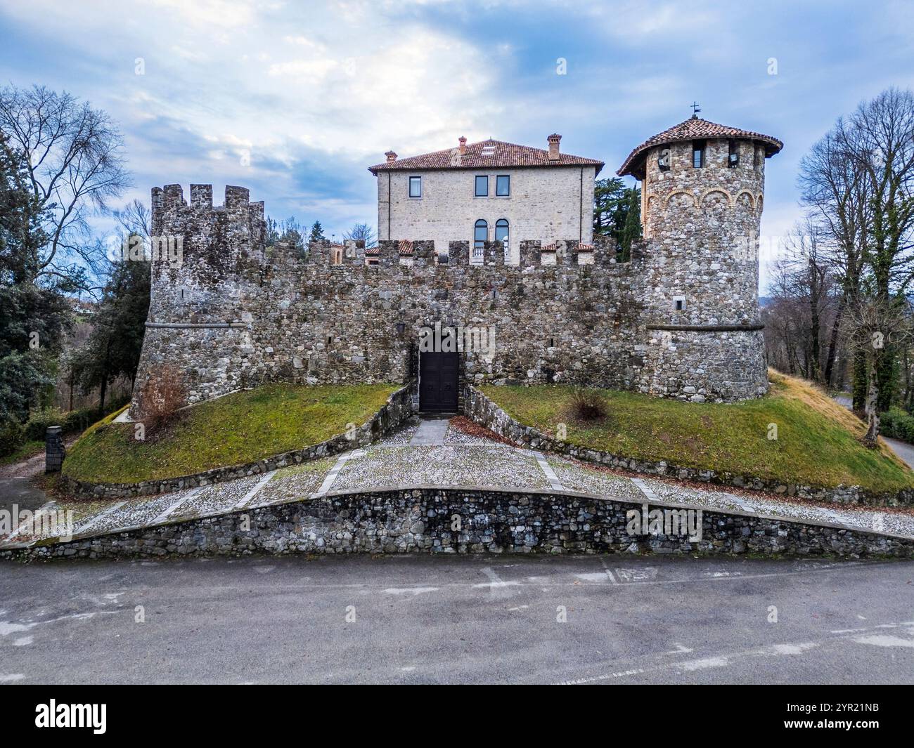 Ancient Castle and Sanctuary of the Missionary Madonna. Tricesimo seen ...