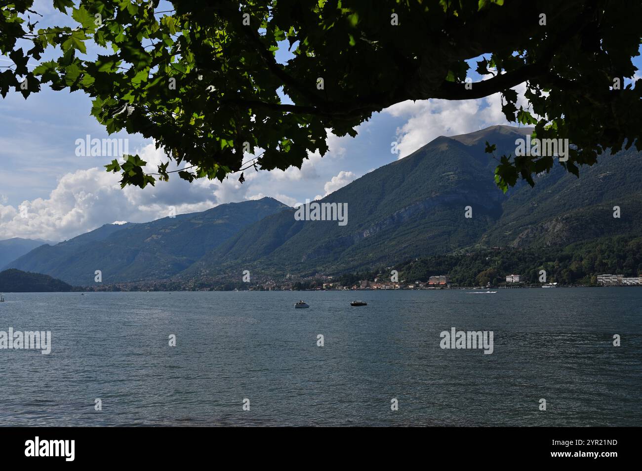 Scenic View of Lake Como Promenade with Mountains and Trees Stock Photo ...