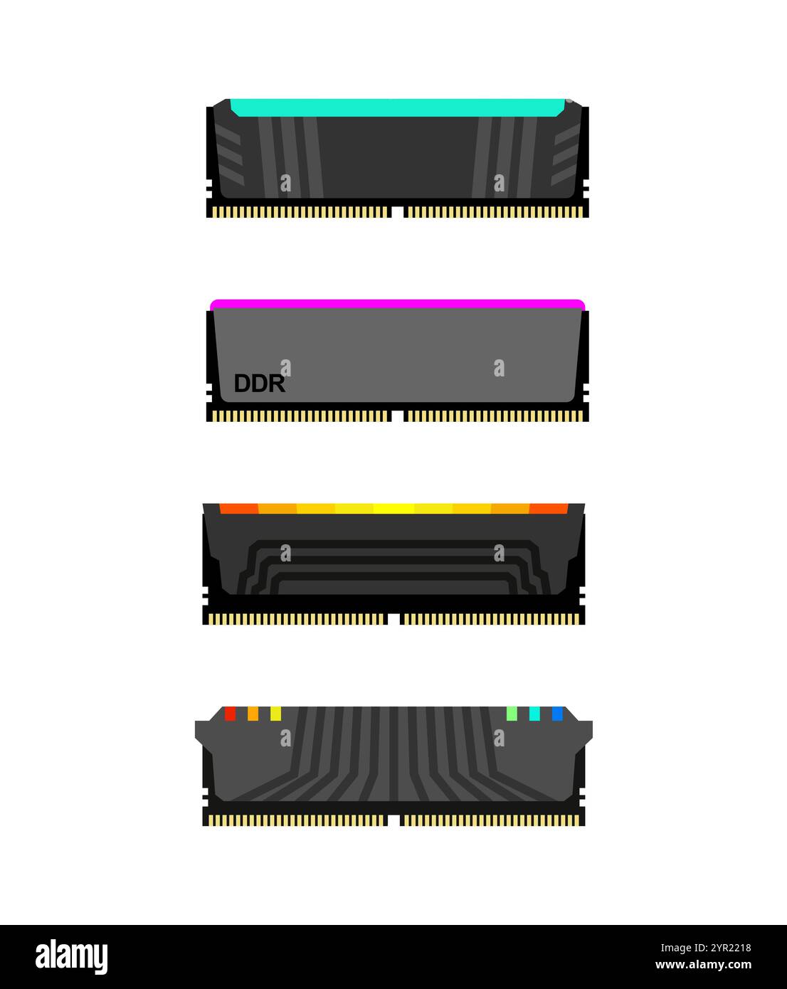 Ram Memory Card Set Random Access Memory Isolated Computer Component Ddr Stock Vector Image
