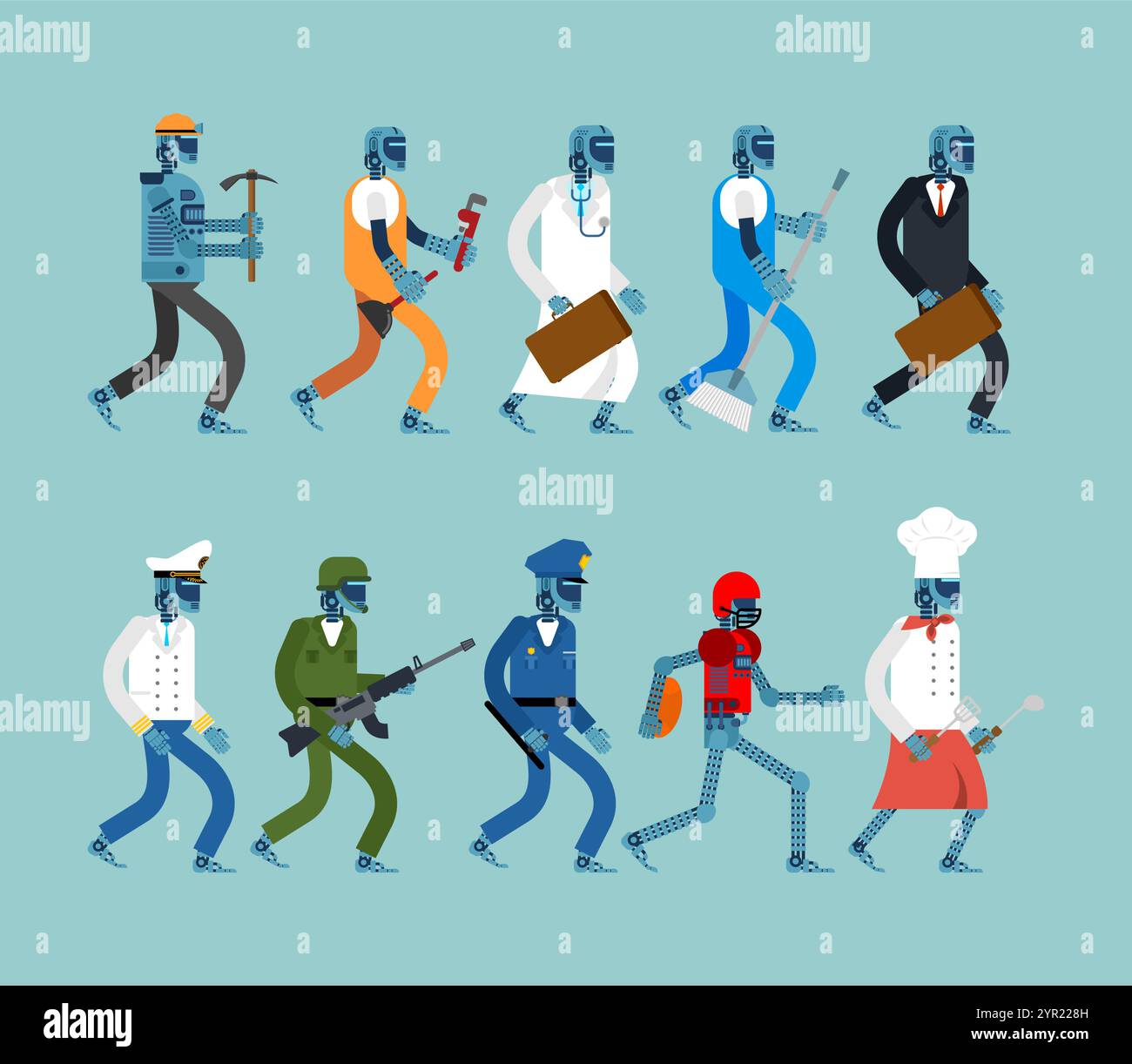 Robots of different professions set. Concept and will replace working ...