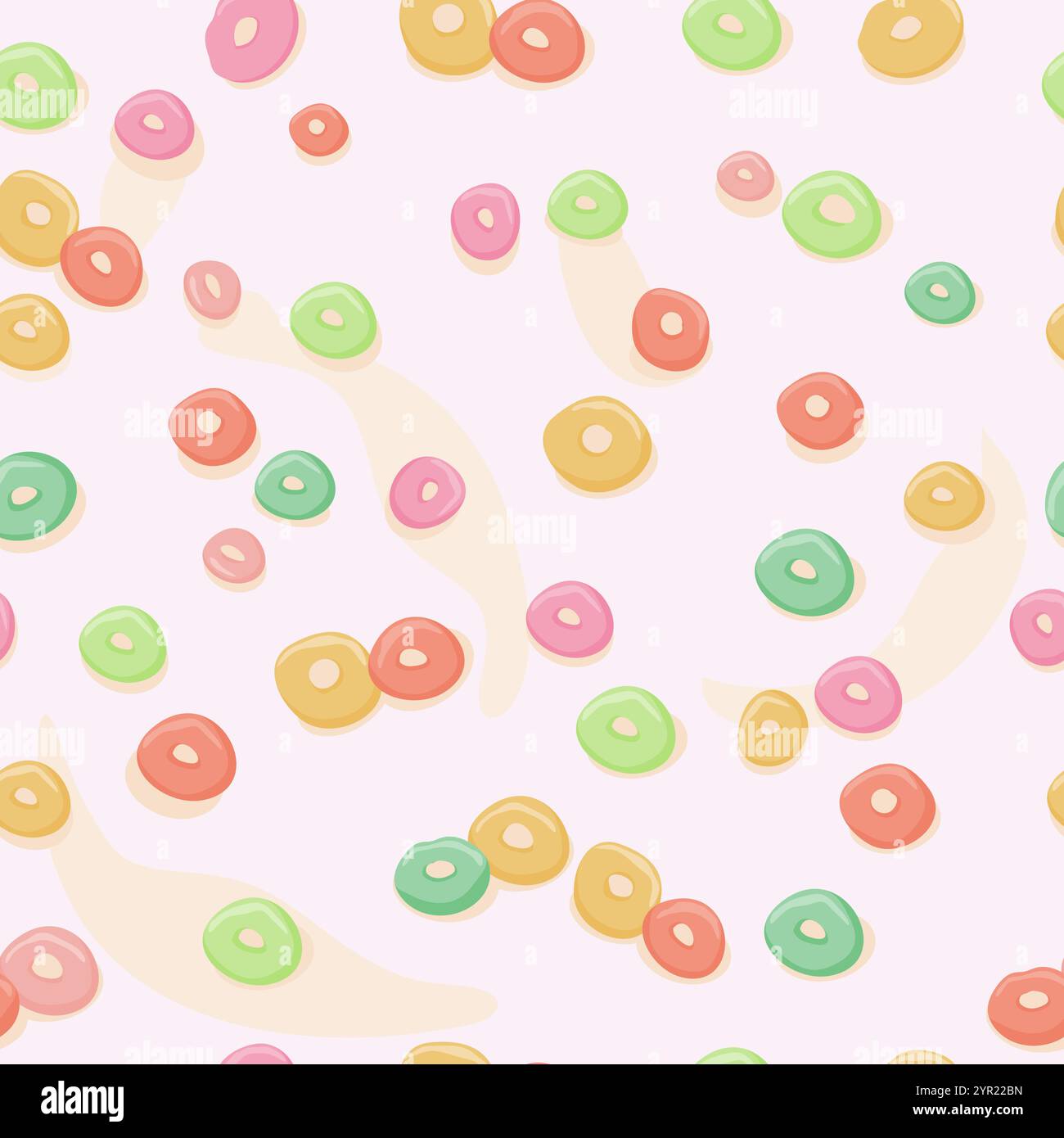 Colorful breakfast cereal seamless pattern with milk. Cereal ring ...