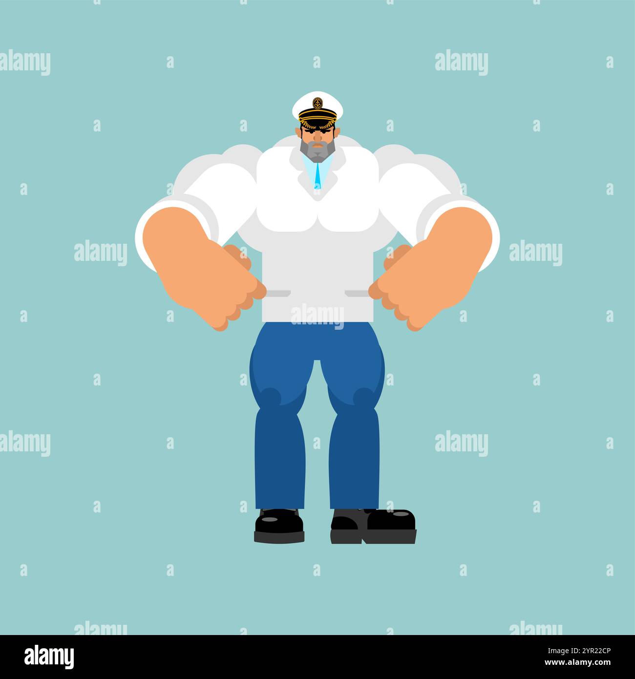 Captain of ship is brutal and strong. Powerful captain in cap Stock ...