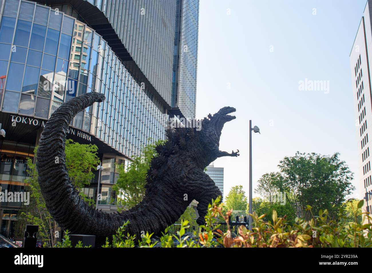 Godzilla statue at the Hibiya Godzilla Square in front of the Hibiya ...