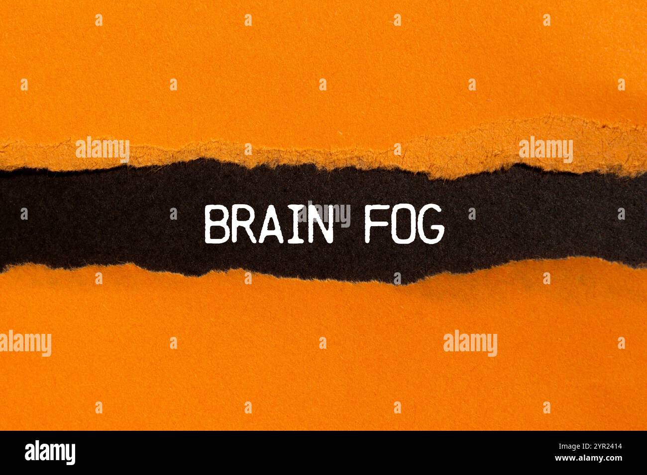 Brain fog message written on ripped torn orange paper with black ...