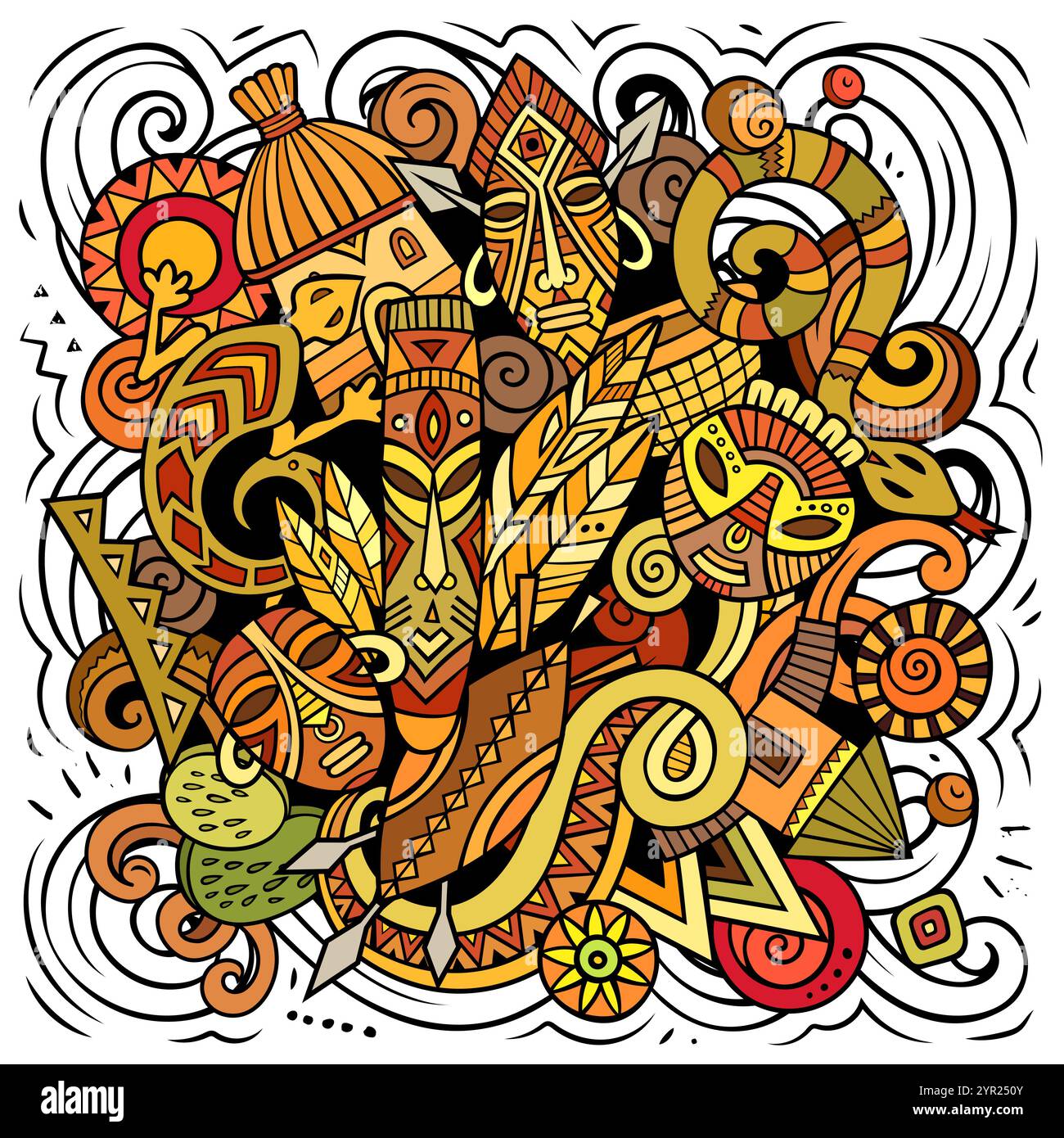 Africa hand drawn cartoon doodles illustration. Funny travel design ...