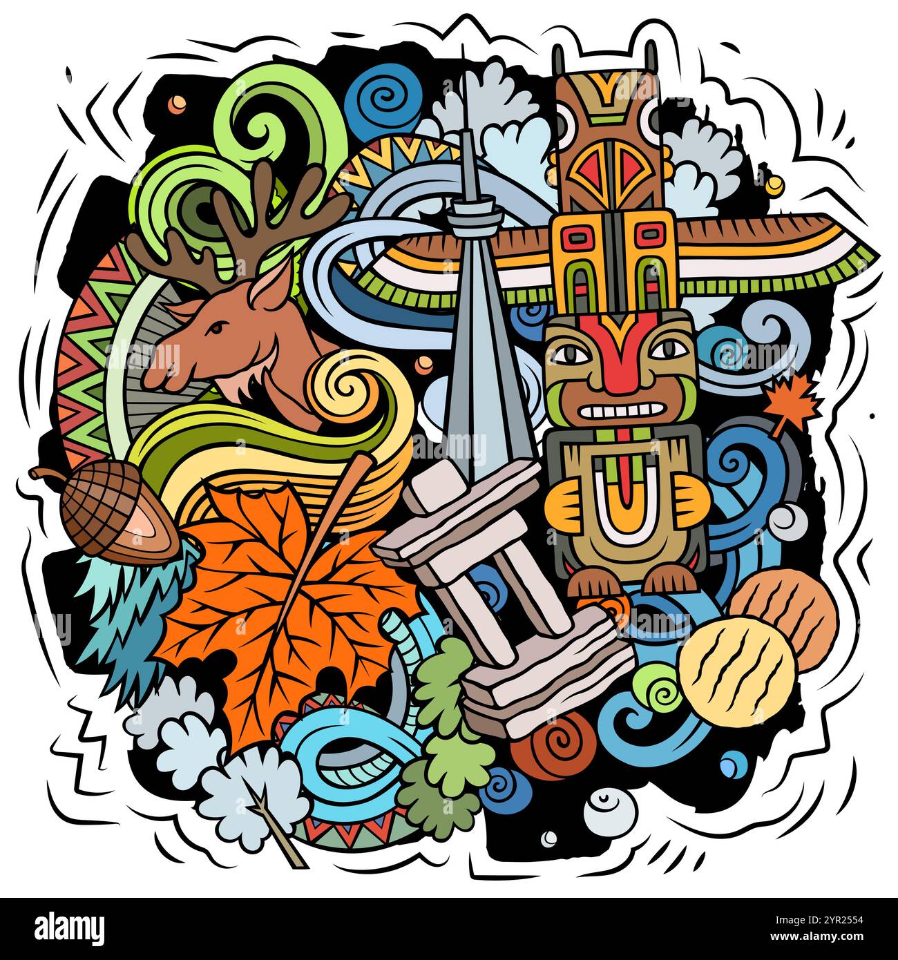 Canada cartoon doodle illustration. Funny Canadian design. Creative ...