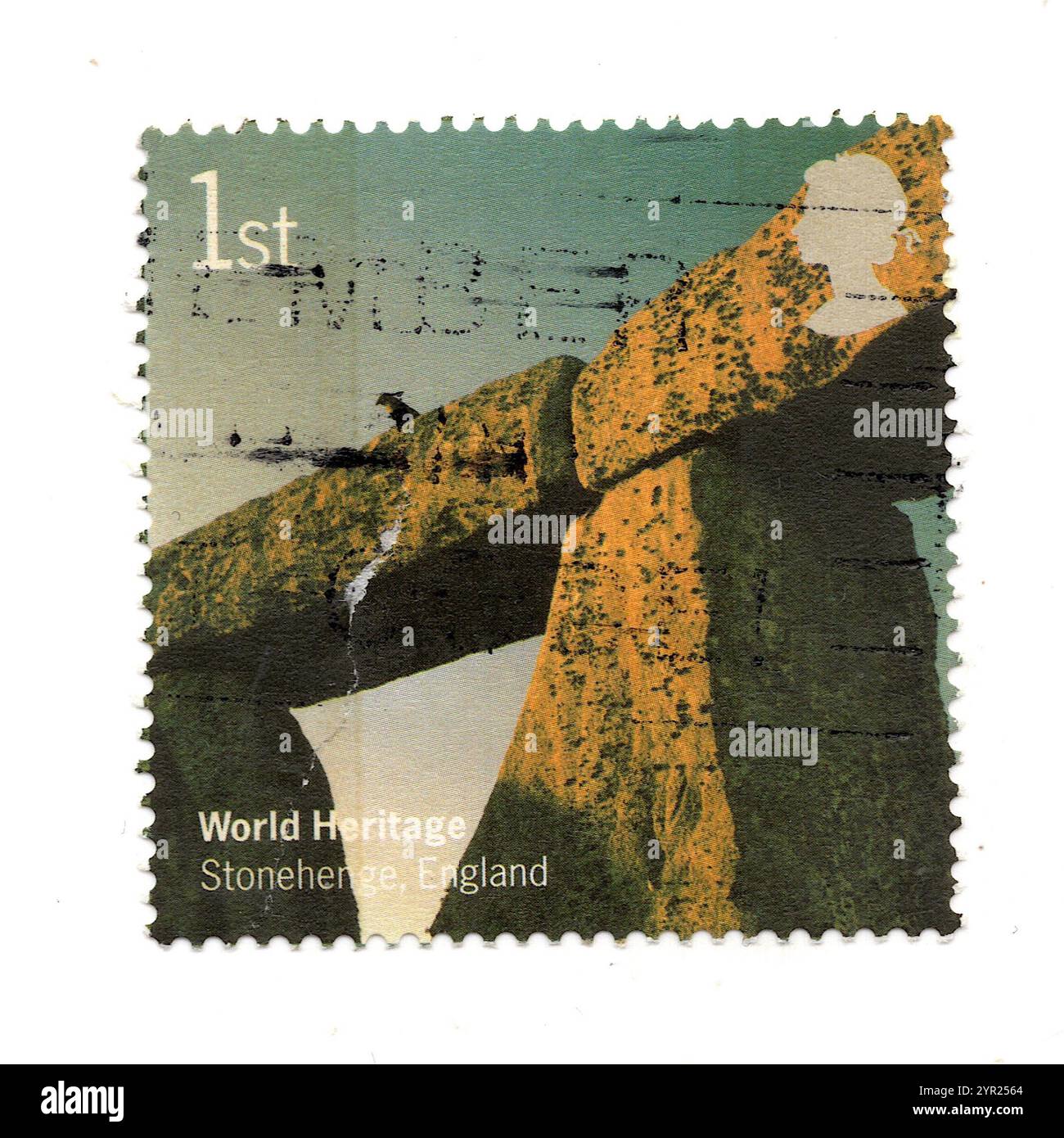 A vintage postage stamp from Great Britain featuring Stonehenge ...