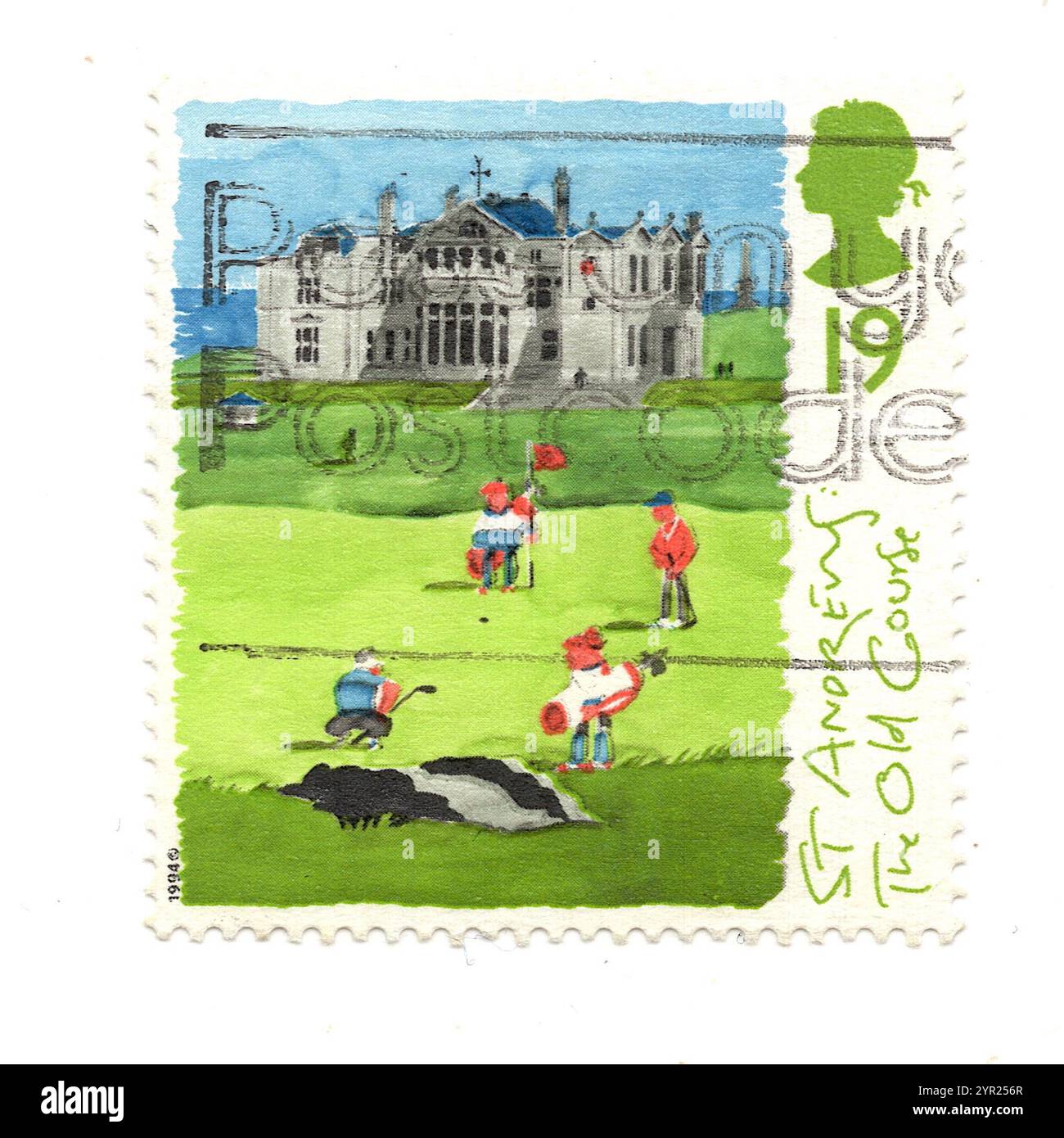 A vintage golfing postage stamp from Great Britain featuring St Andrews ...