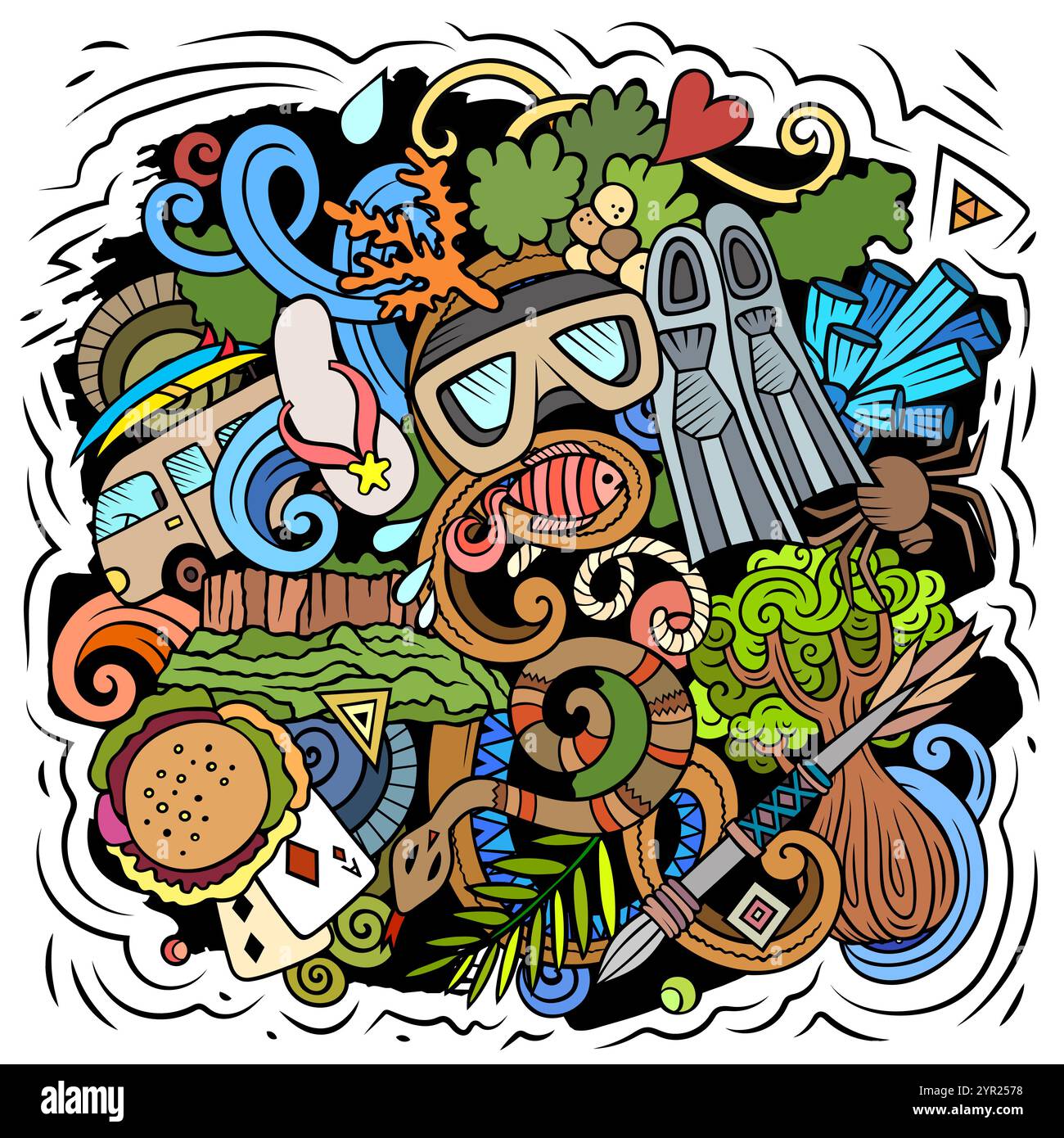 Australia cartoon vector doodle illutraditional symbols. Australian ...