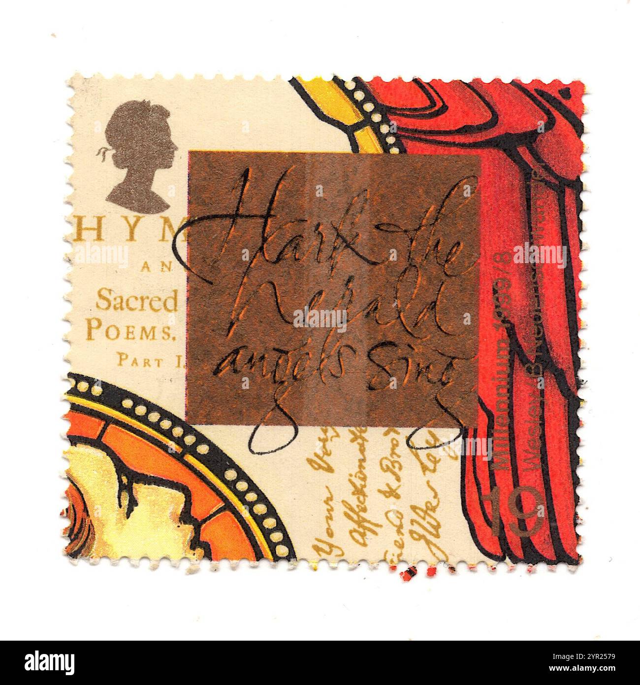 A vintage postage stamp from Great Britain featuring Poems and Hymns ...