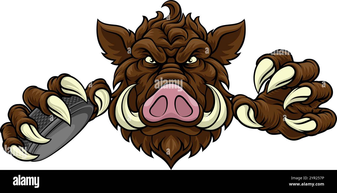 Boar Wild Hog Razorback Warthog Pig Hockey Mascot Stock Vector Image ...