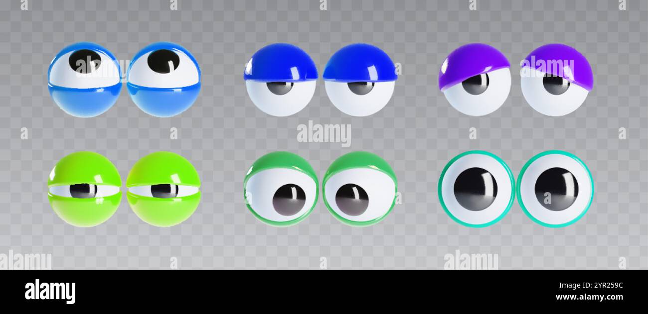 Googly eyes set isolated on transparent background. Vector realistic ...